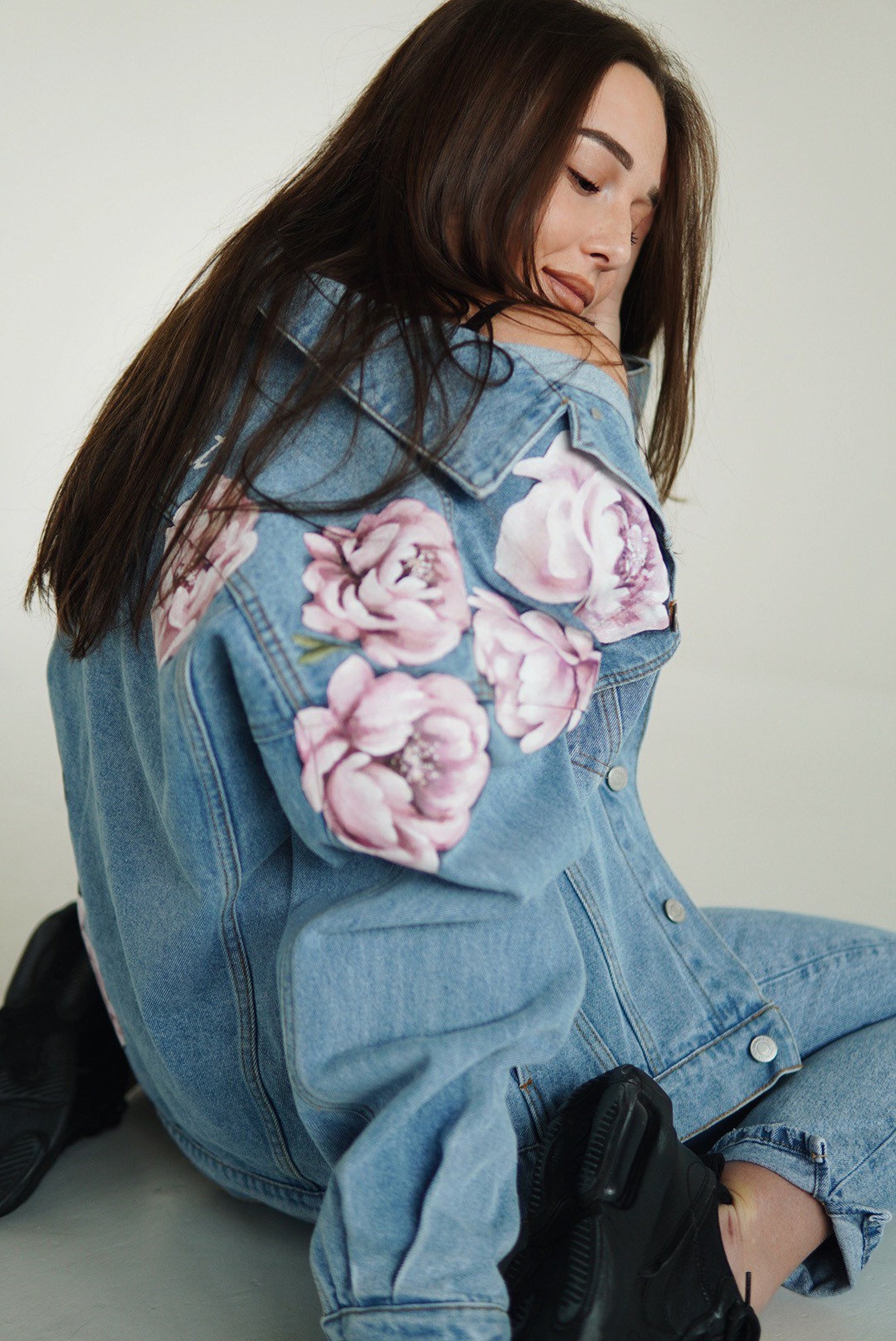Bride Denim Jacket Custom Denim Jacket With Flowers Hand - Etsy