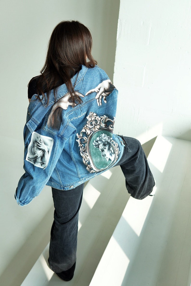 Customized Denim Jacket Streetwear Denim Jacket With Art | Etsy