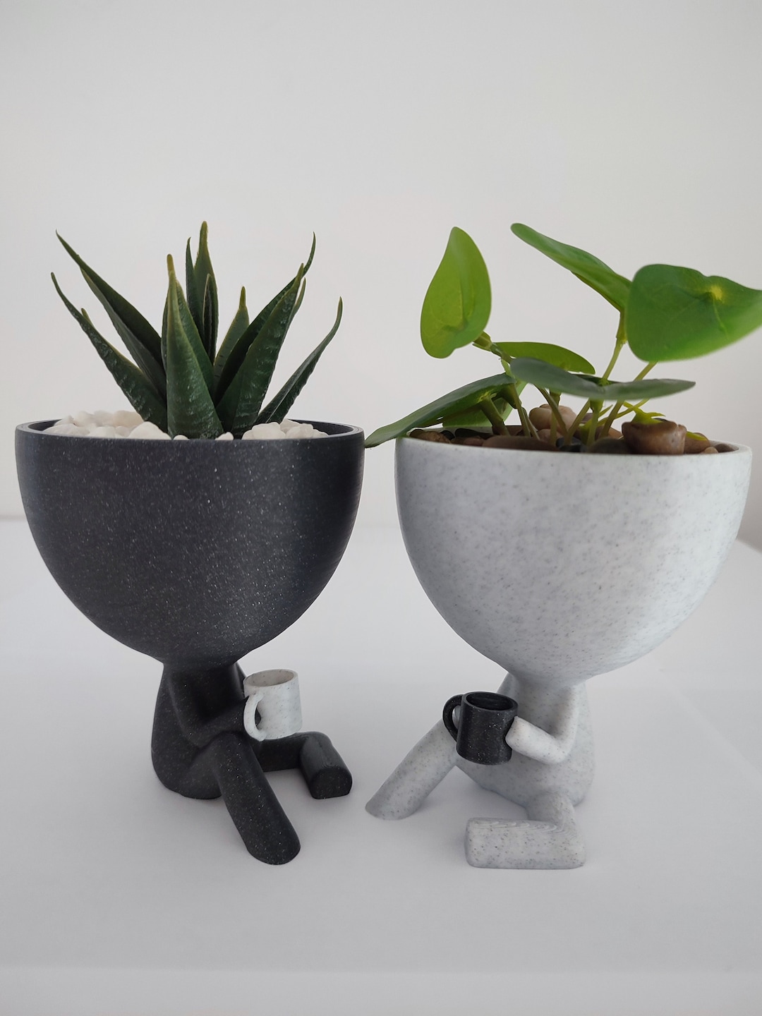 Relaxed Person Planter With Coffee Cup - Planter for Cactus and ...