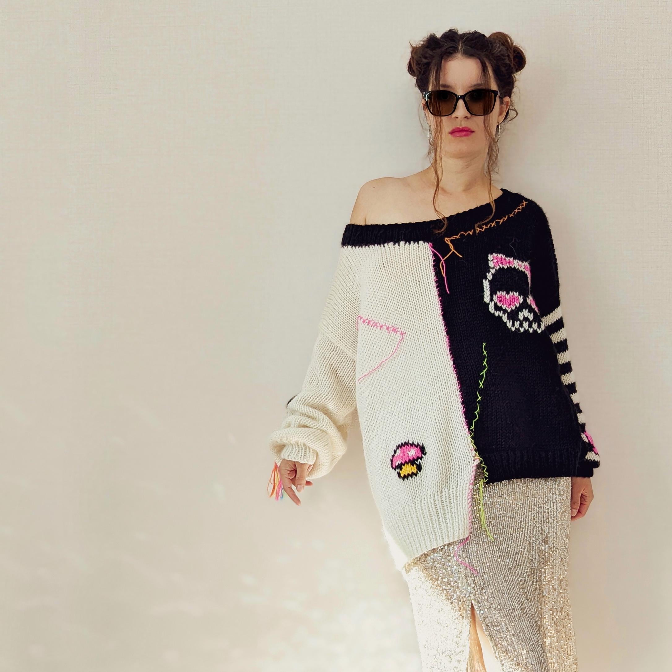 Sentro Knitting Machine Pattern, Patchwork Oversize Sweater, Easy ...