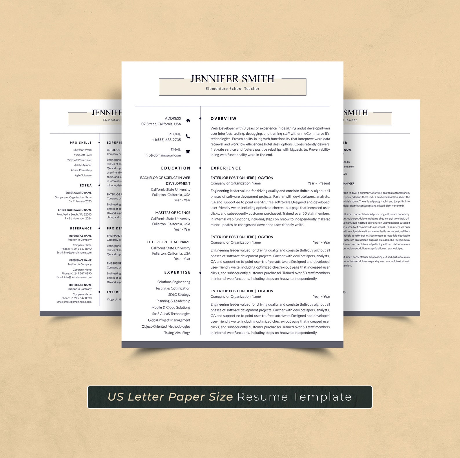Elementary School Teacher Resume for Canva, CV Template, Cover Letter ...