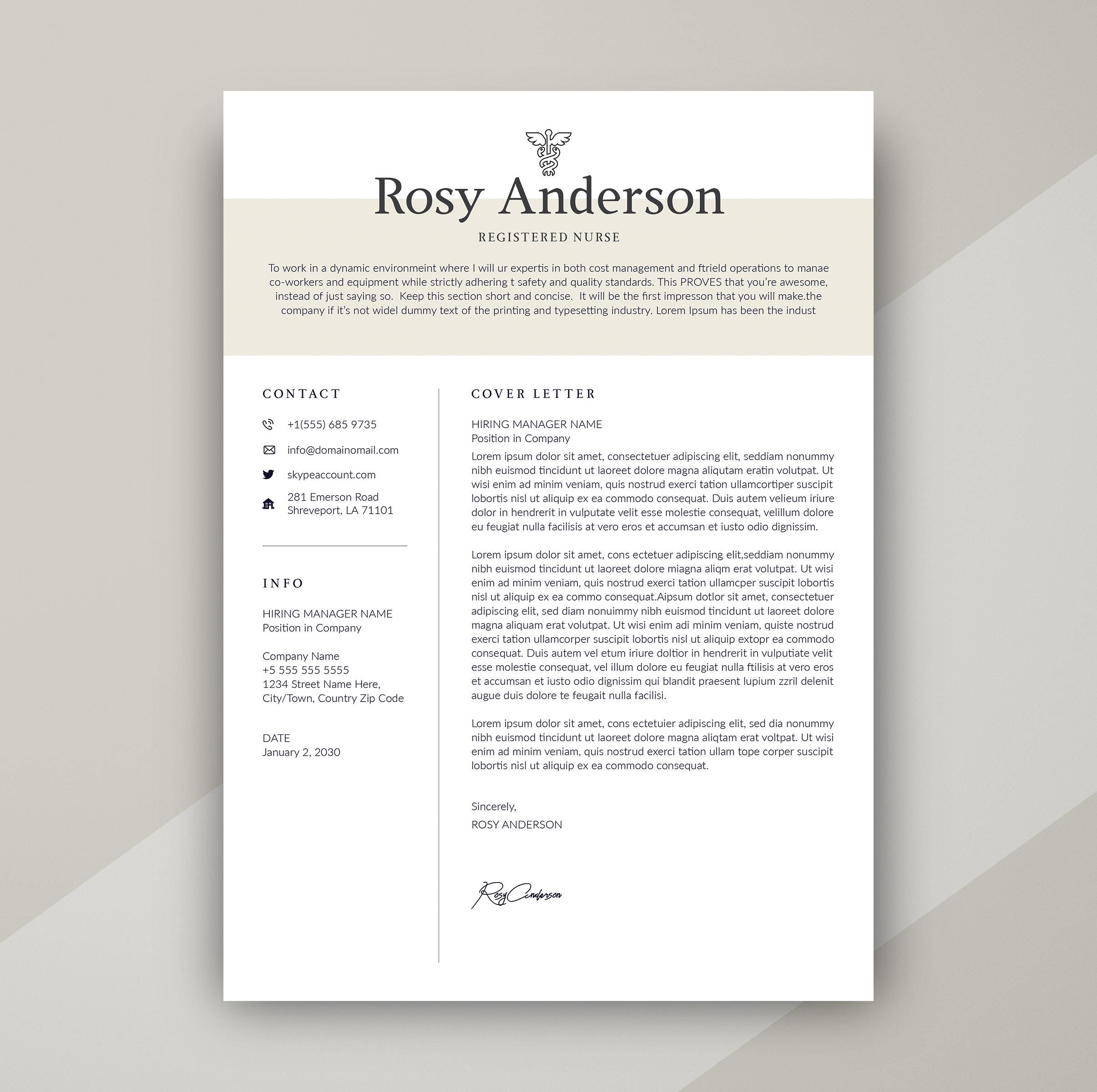 Editable Resume Template for Nurse | Professional CV Design for Job ...
