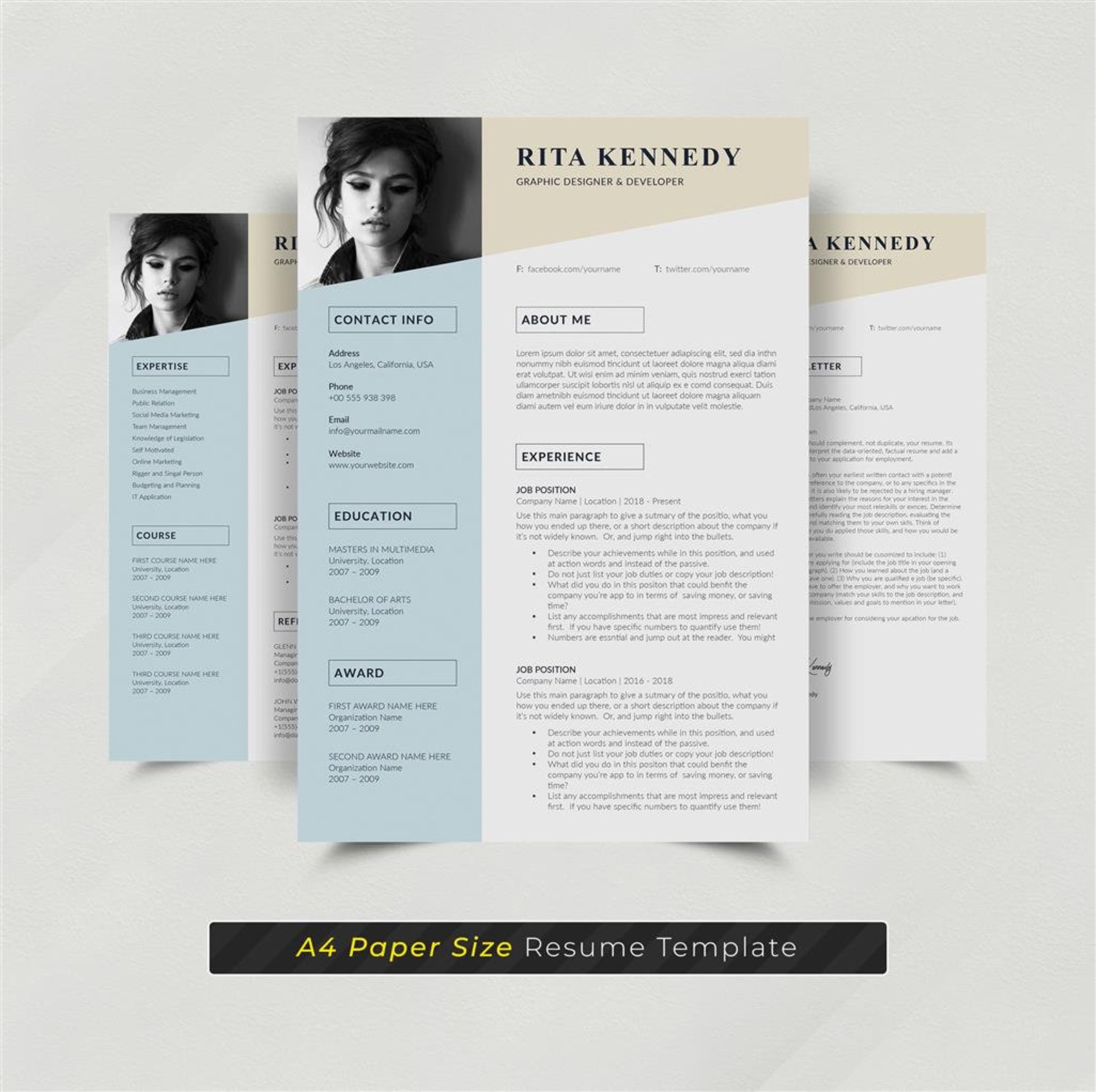 Resume CV Template, Professional Ats-friendly Resume Templates ...