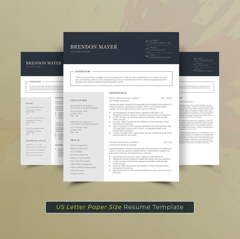 Software Engineer Resume Template Canva and MS Word, Engineering Resume ...