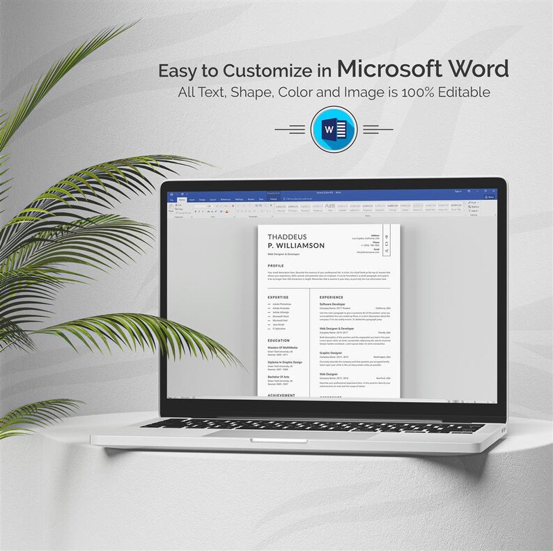 Resume Template CV Template Matching Cover Letter Minimal - Etsy
