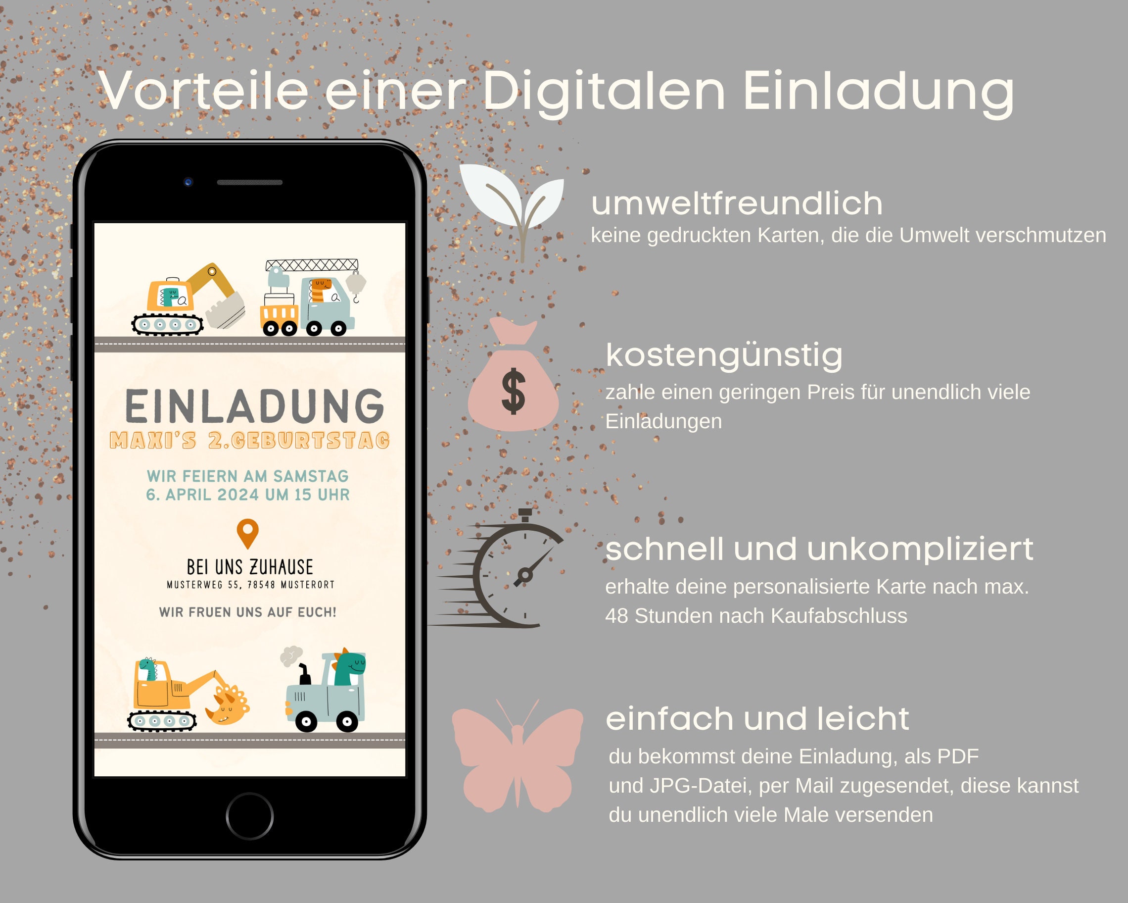 Digital Invitation Personalized Ecard Birthday, Easy to Send Quickly ...