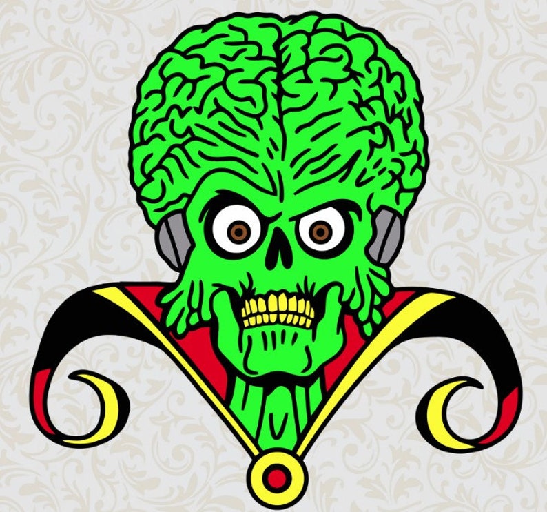 Outline Mars Attacks SVG Alien Svg Digital Print | Etsy