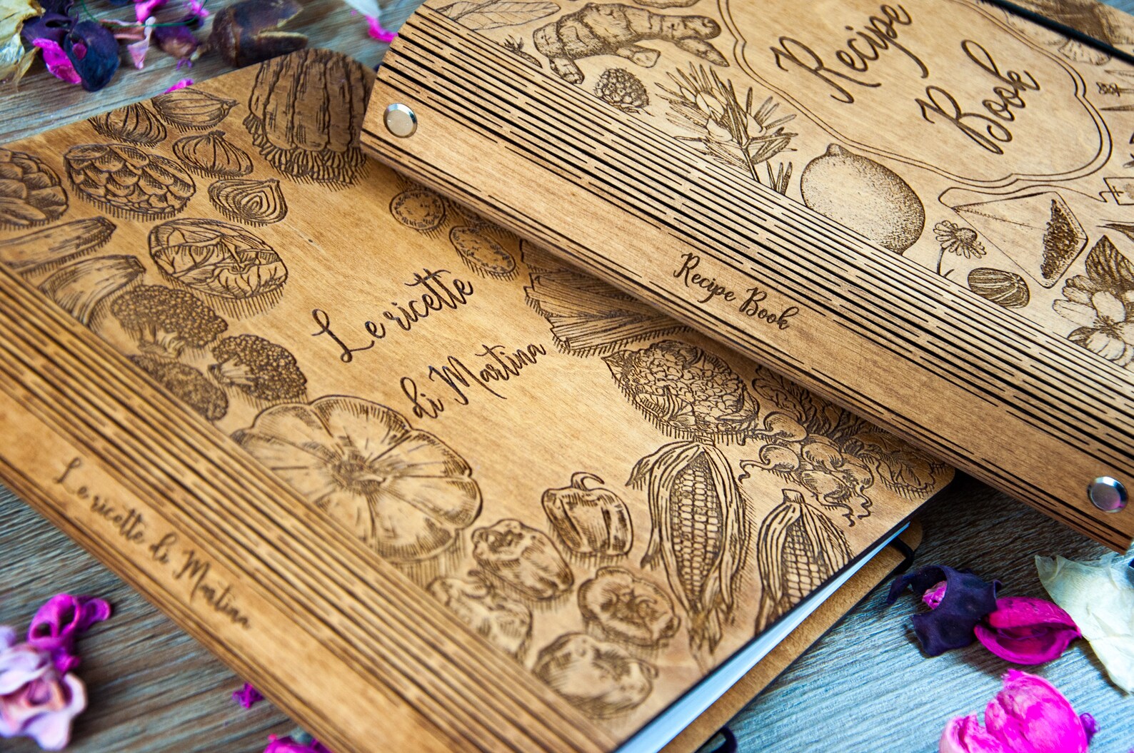 Personalized Wooden Recipe Book Binder Custom Journal Cookbook - Etsy