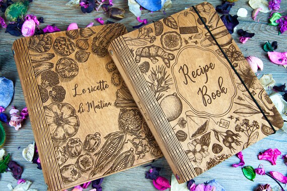 Personalized Wooden Recipe Book Binder Custom Journal Cookbook - Etsy