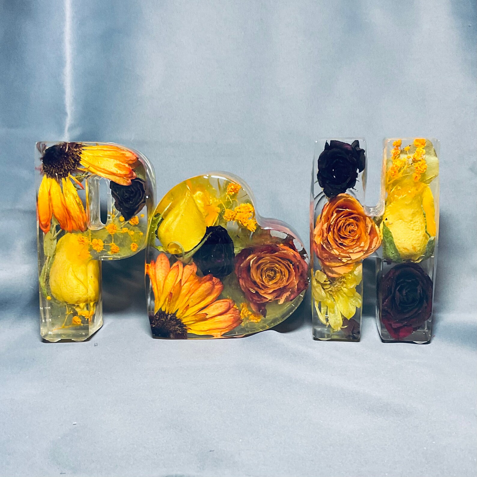 Flower Preservation Two 11cm Letters and a 10cm Heart | Etsy UK