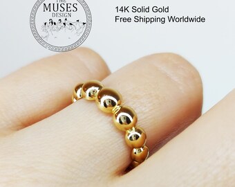 14K Solid Gold Ball Ring Gold Bubble Jewelry Multiball - Etsy