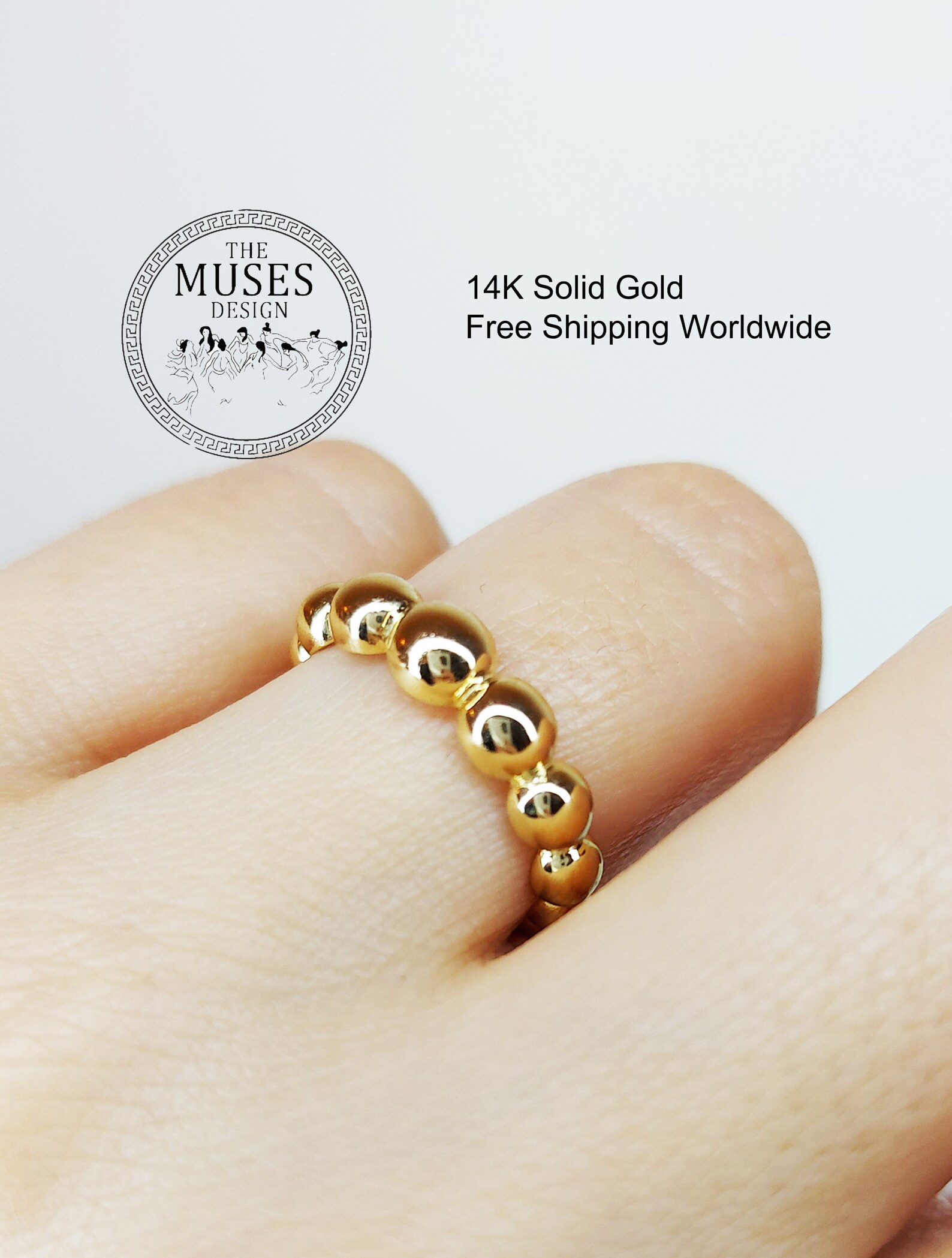14K Solid Gold Ball Ring Gold Bubble Jewelry Multiball - Etsy