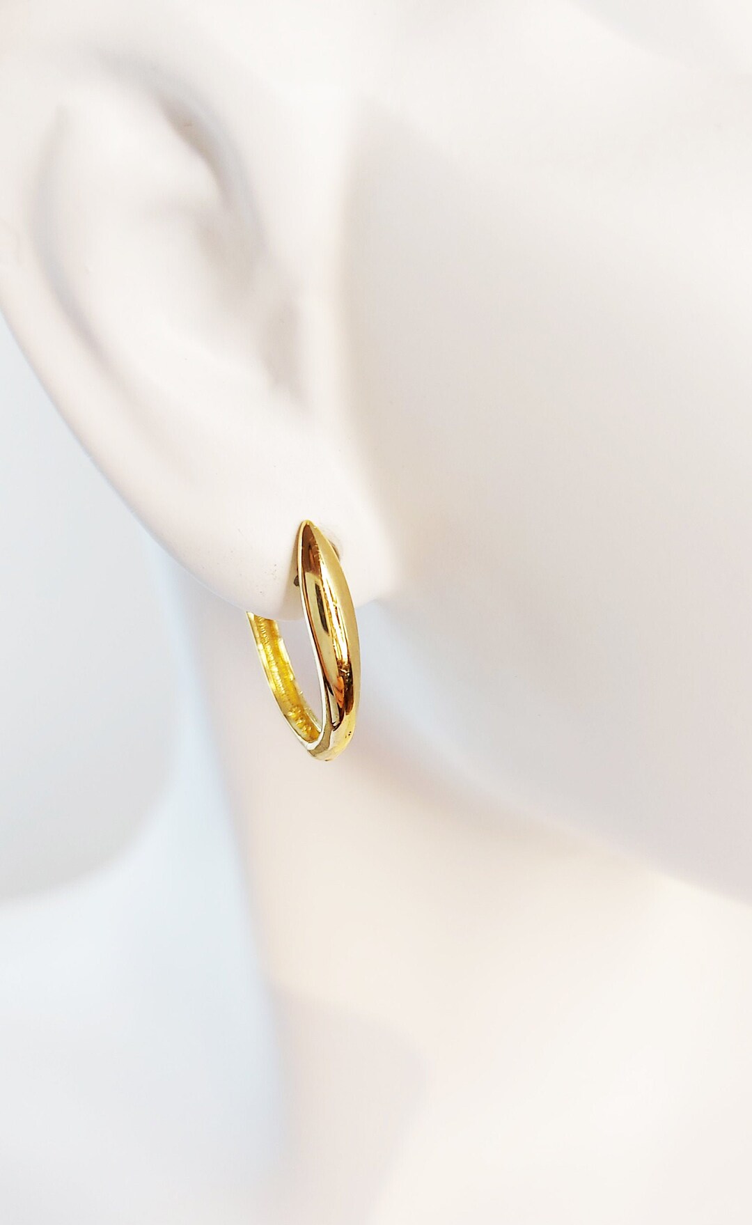 14K Solid Gold U Shape Earrings, Plain Gold Hoops, U Shape Link Hoops ...