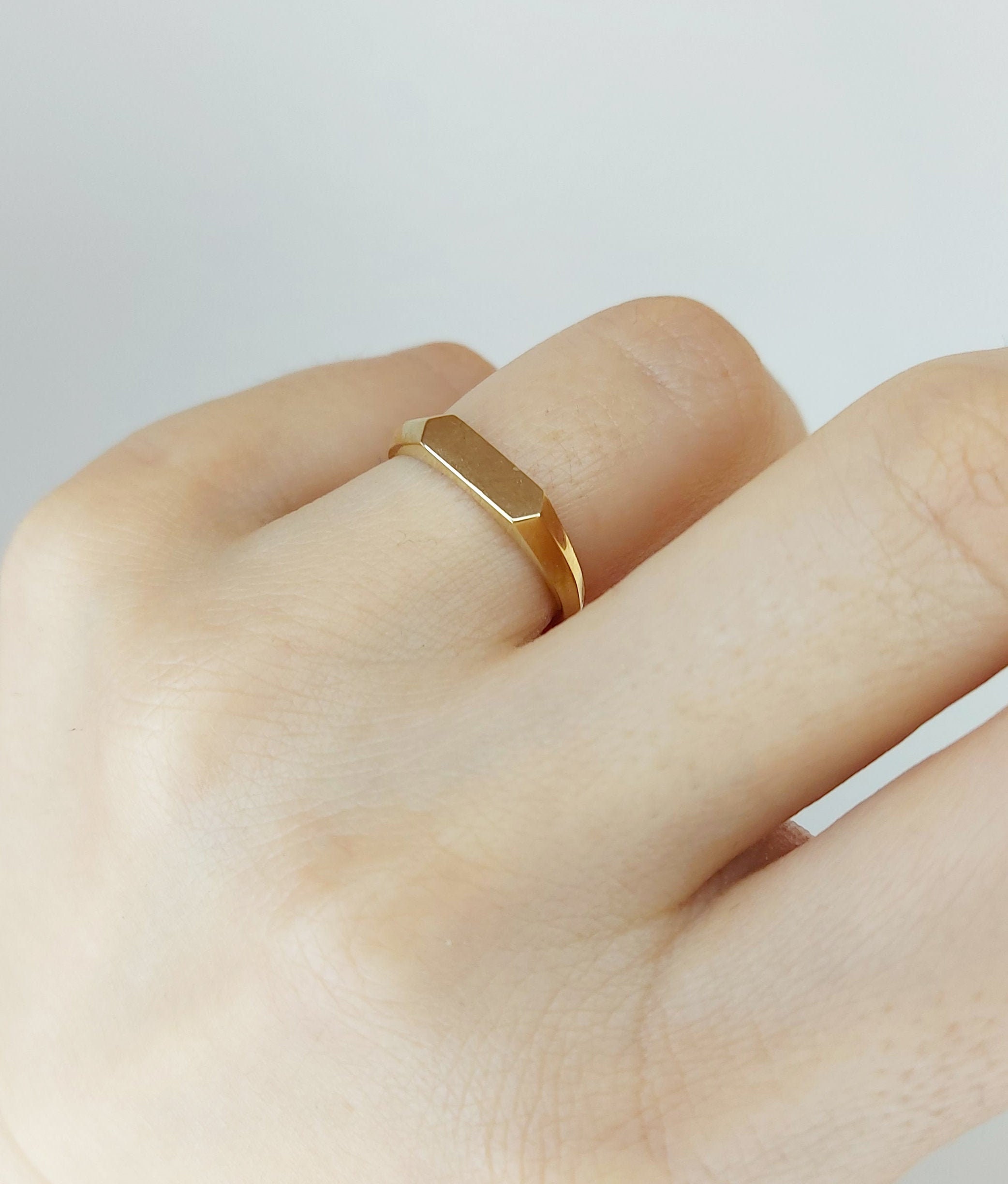 Handmade 14K Solid Gold Pinky Ring Gold Signet Ring Gift - Etsy