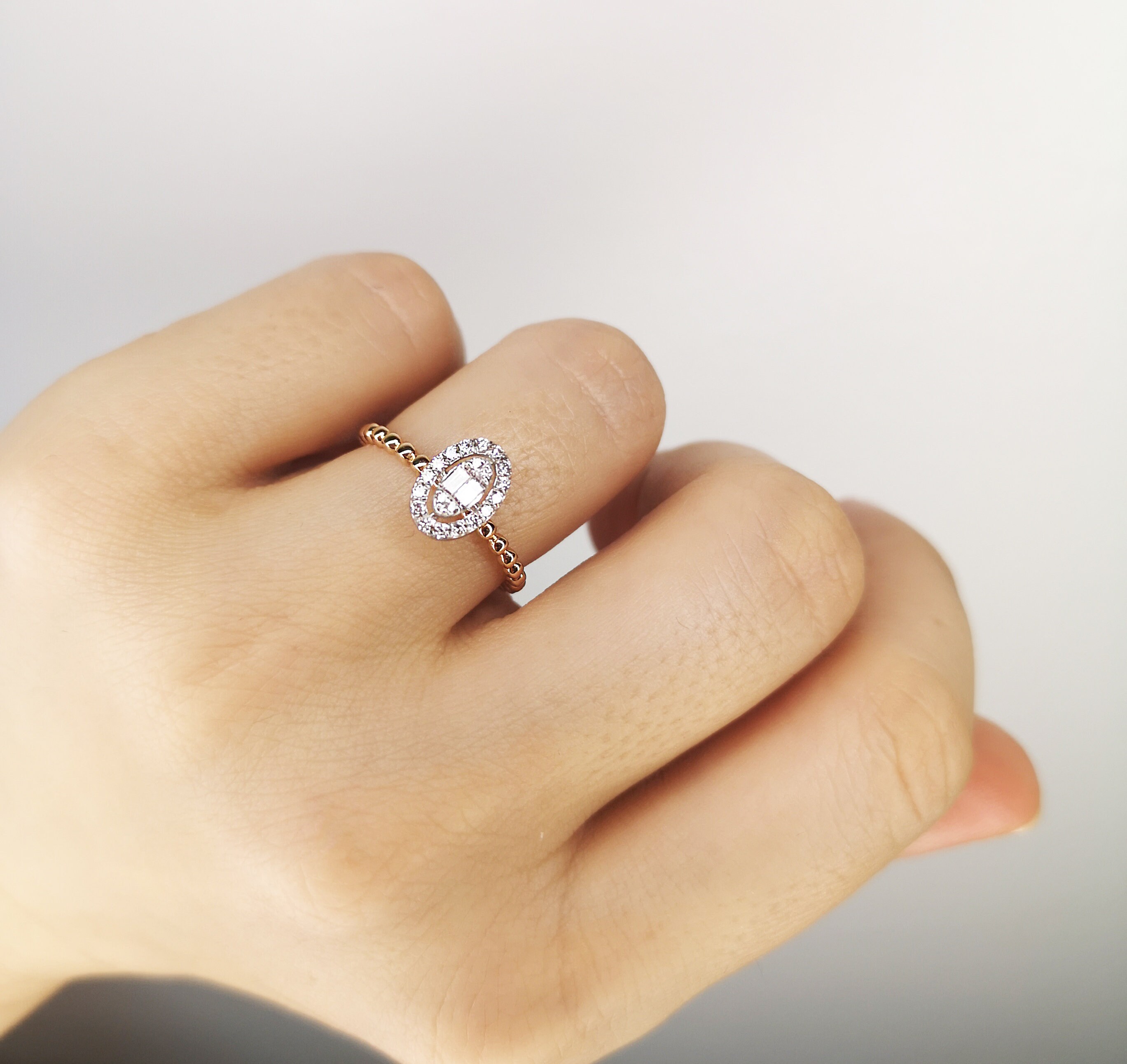 14K Gold Oval Shape Diamond Ring Minimalist Oval Shape | Etsy