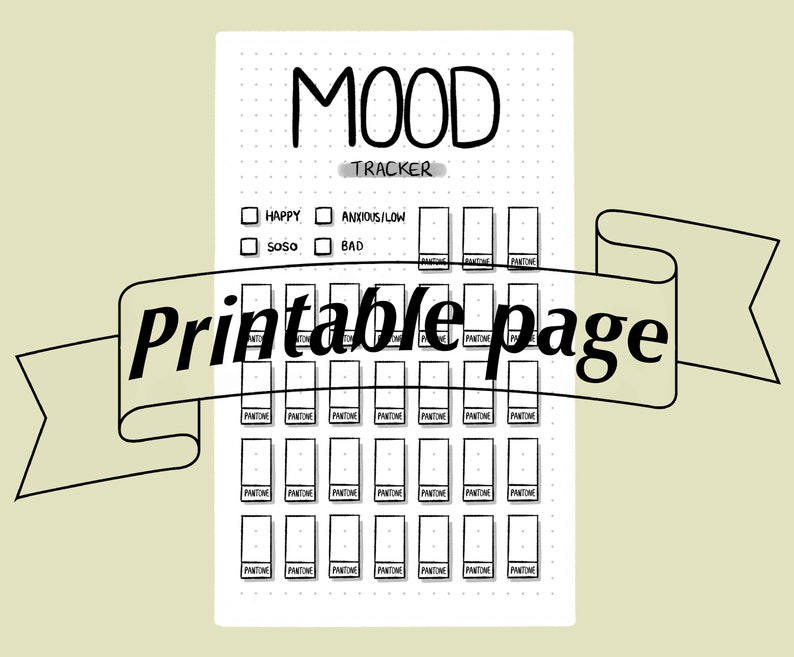 A5 Printable Bullet Journal, Mood Tracker, Customisable Colour Code ...