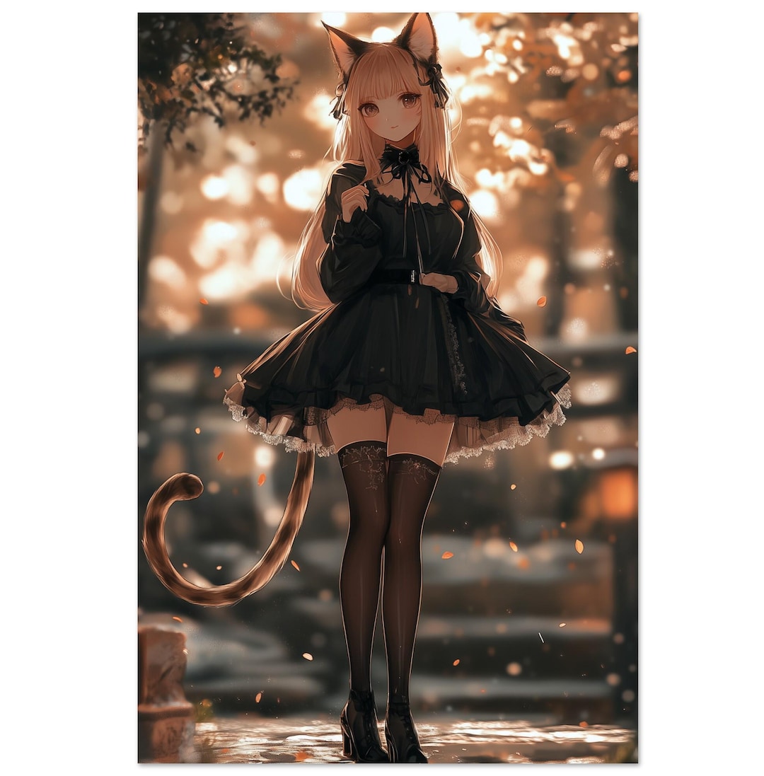 Anime Metal Poster Punk Girl Waifu Art Print Japanese Manga Wall Art ...