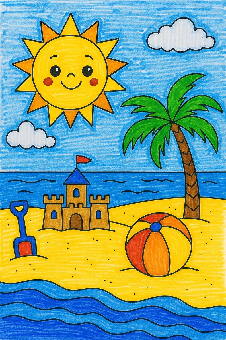 Summer Coloring Pages for Kids – Printable Beach Activity Sheets – Fun ...