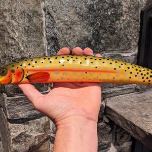 14" (355mm) Wooden Colorado River Cutthroat Trout Jerkbait Fishing Lure ...