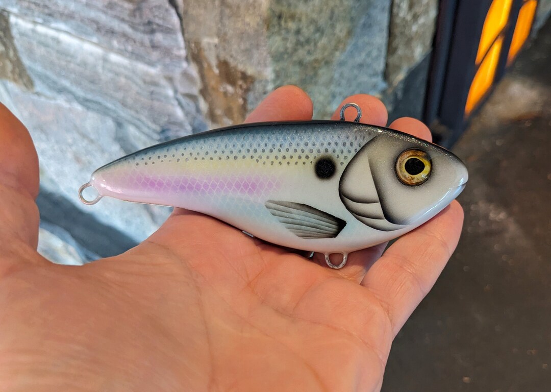 5 Wooden Threadfin Shad Lipless Fishing Lure for Musky, Pike and Hungry ...