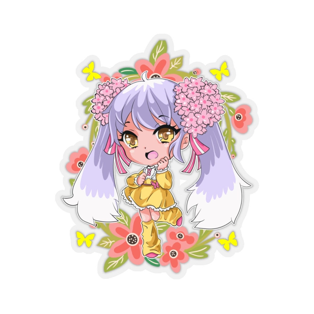Floral Anime Chibi Sticker, Butterfly Anime Sticker,chibi Sticker,anime ...