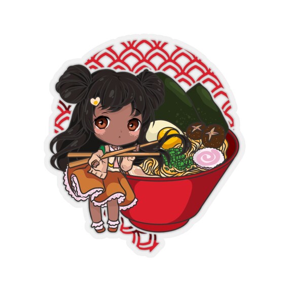 Black Girl Ramen Chibi Sticker Cute Chibbi Anime Decal Chibi | Etsy