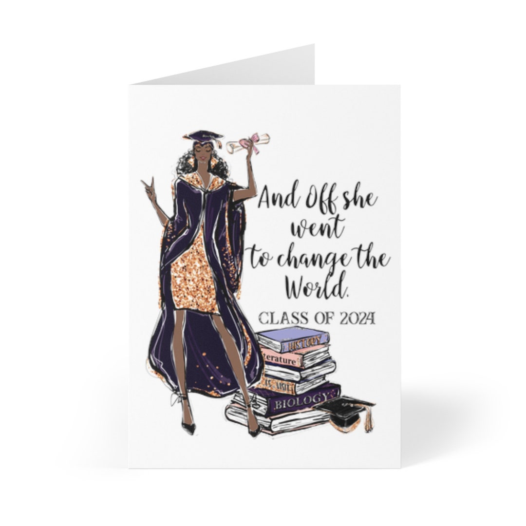 2025 Black Girl Graduation Card Women,and off She Went to Change the ...
