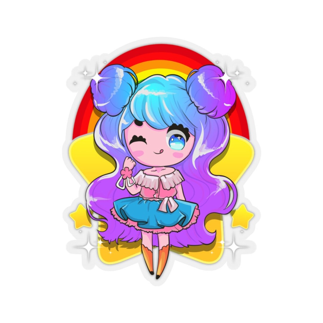 Rainbow Anime Chibi Sticker,stars Anime Sticker,chibi Sticker,anime ...