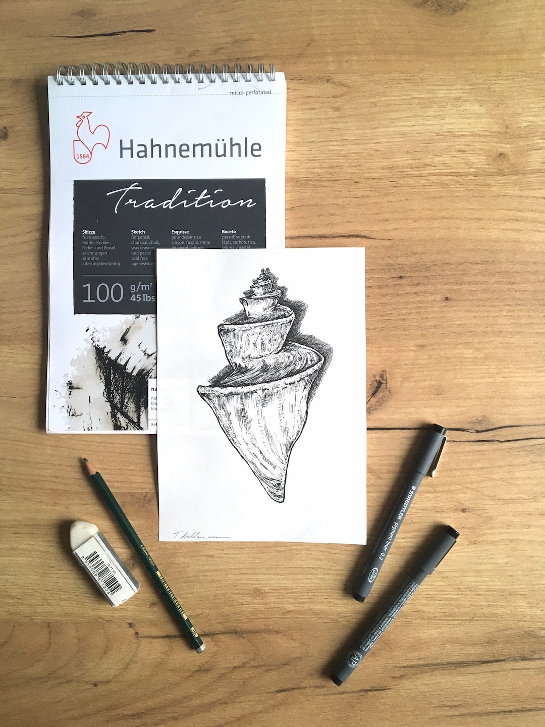 Original Drawing shell No.1 Fineliner A5 Unique - Etsy