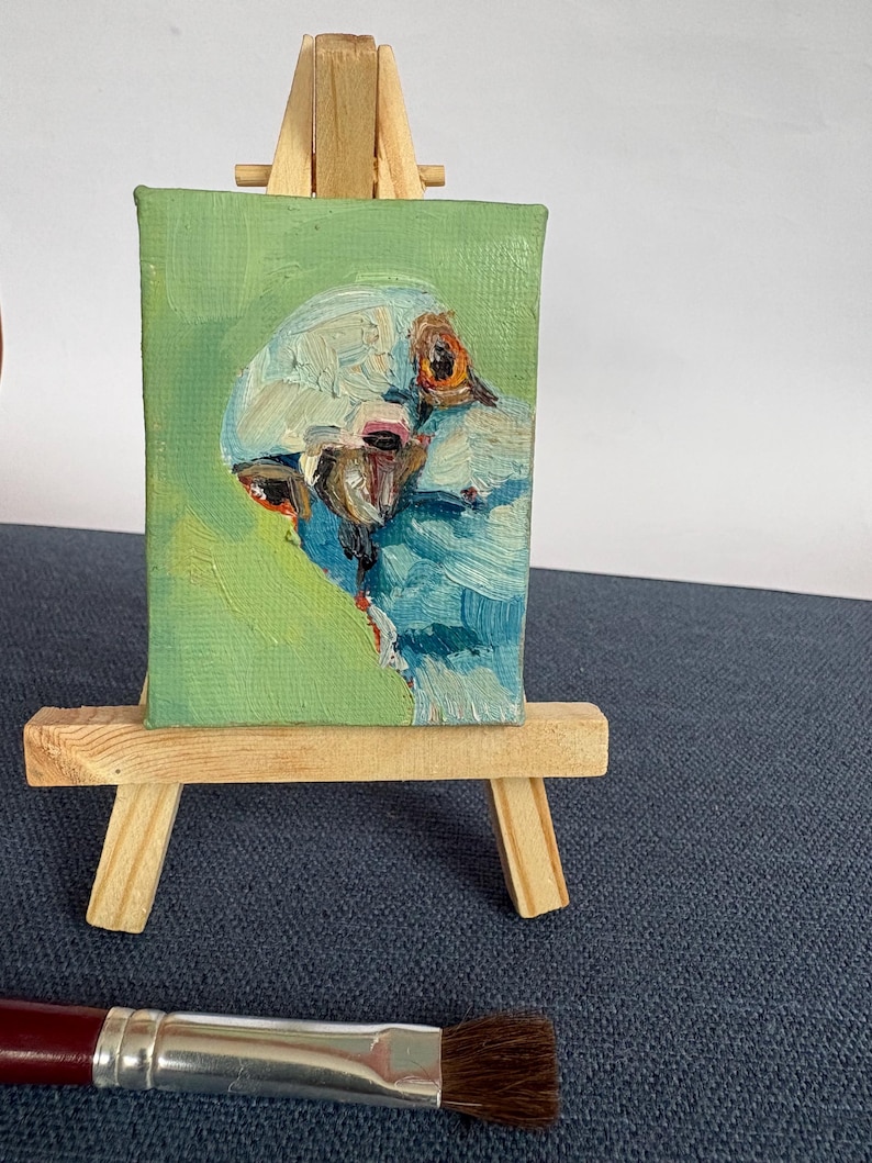 Miniature Oil Painting of a Dove, 5 X 7 Cm, Unique Hand-painted Art ...