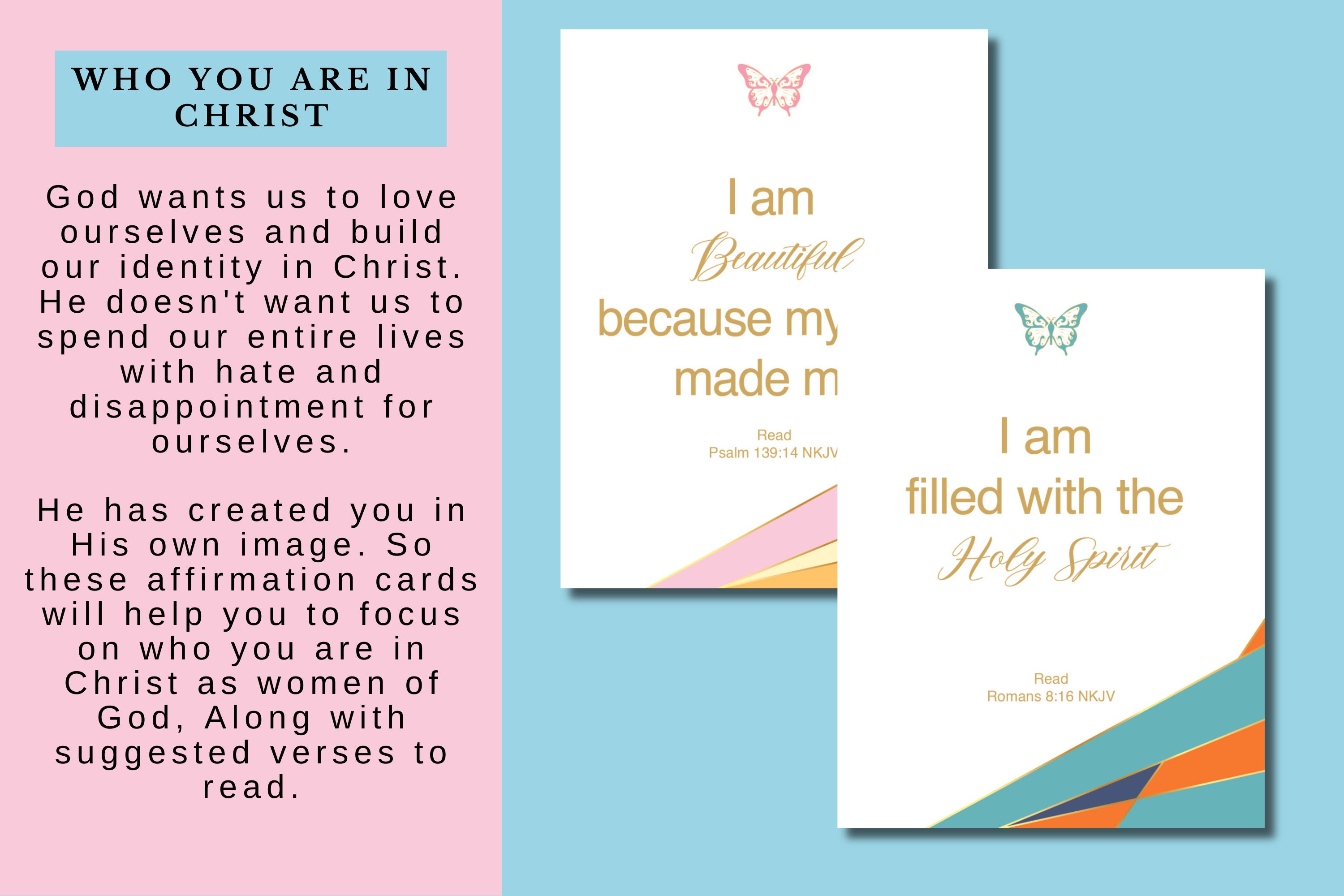 20 Printable Who I Am Affirmation Cards, Digital Downloads, Godly Women ...
