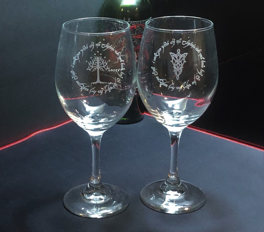 I Would Rather, Elvish Glasses, Tree of Gondor, Evenstar Wine Glasses ...