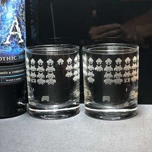 Space Invaders Rocks Glasses, Video Game Glasses, Set of 2 Rocks ...