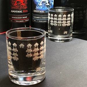 Space Invaders Rocks Glasses, Video Game Glasses, Set of 2 Rocks ...