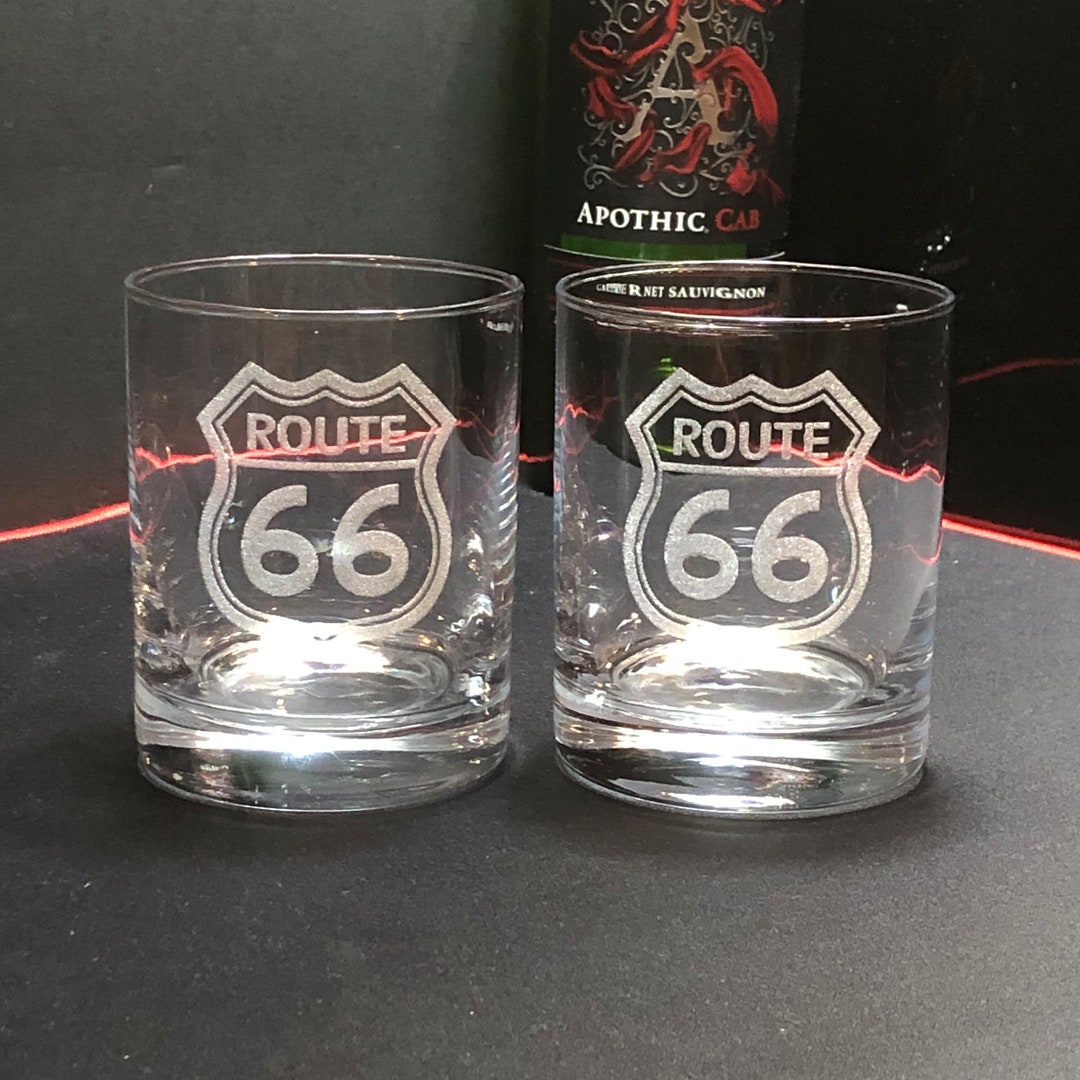 Route 66, Road Trip Glasses, Americas Highway, Rocks Glasses, Whiskey ...