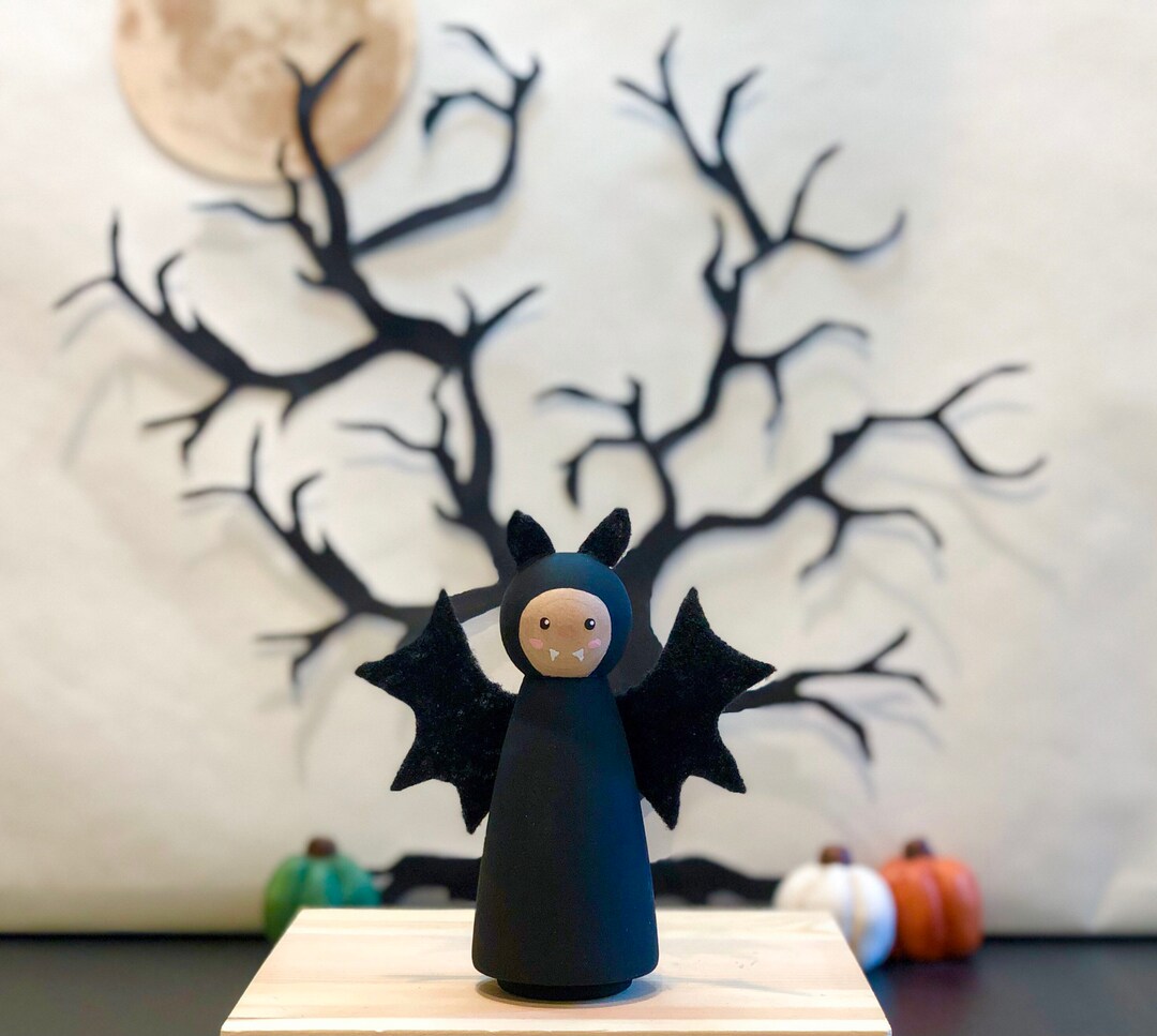 Bat Peg Doll, Halloween Decorations, Bat Decor for Halloween Lover ...