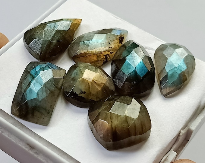 86.80 Carat Natural Multi Flashy Faceted Labradorite Lots Labradorite ...