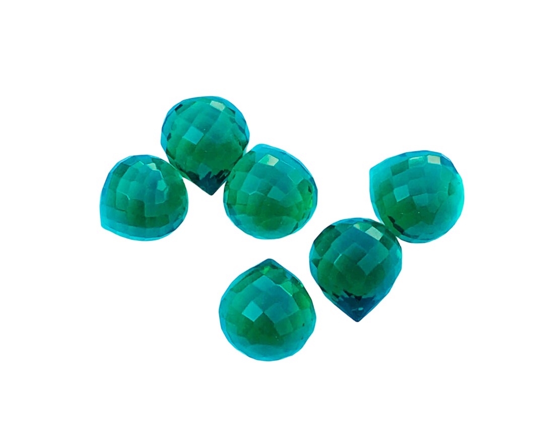 6 Colombian Emerald Hydro Quartz Gemstones: Onion Shape, 10mm - Etsy