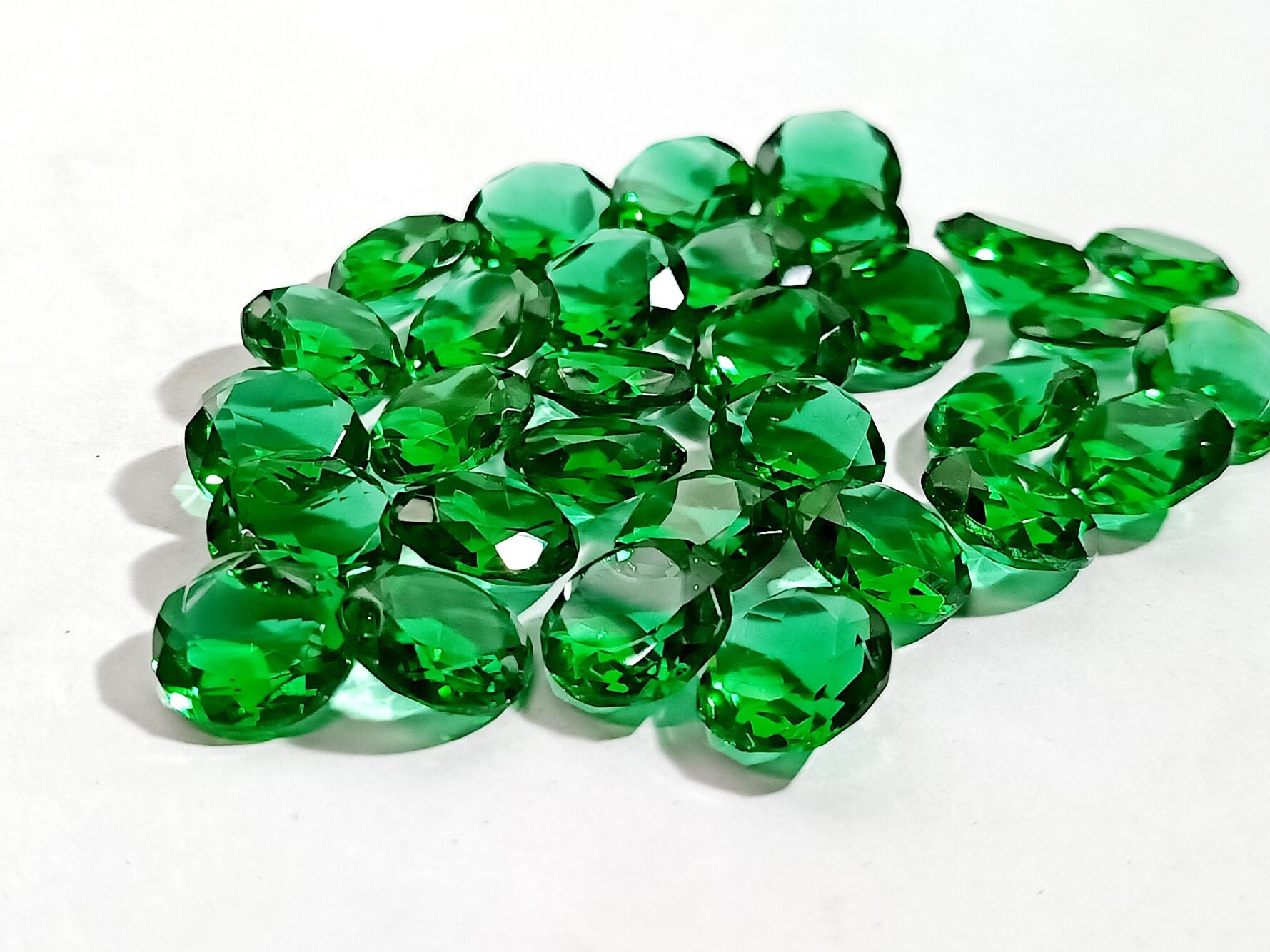 6 Pieces Emerald Color Hydro Quartz Gemstone Cut Gemstone | Etsy