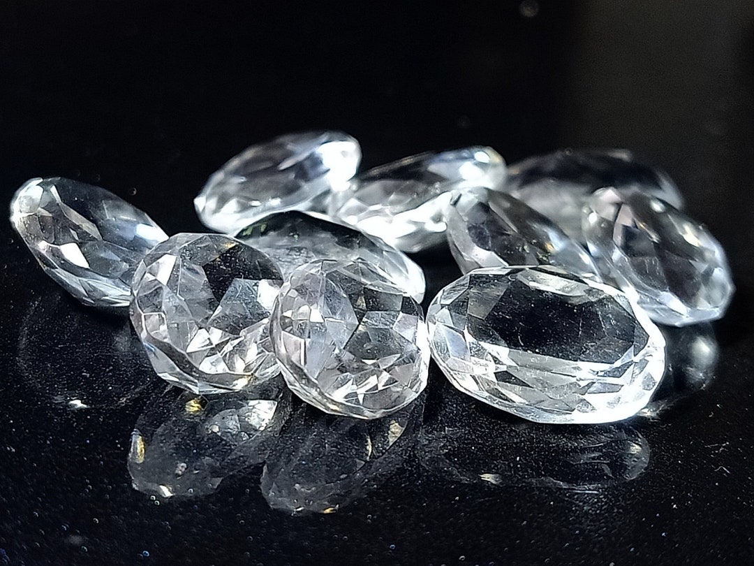 6 Clear Crystal Hydro Quartz Gemstones: Faceted Cut Stones, Matched ...