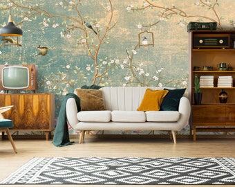 Floral wall mural | Etsy