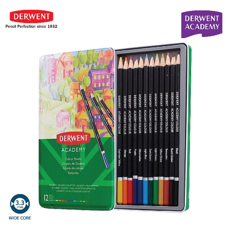 Derwent Academy. Derwent Colours Pencils 12 Tin Art Supplies - Etsy