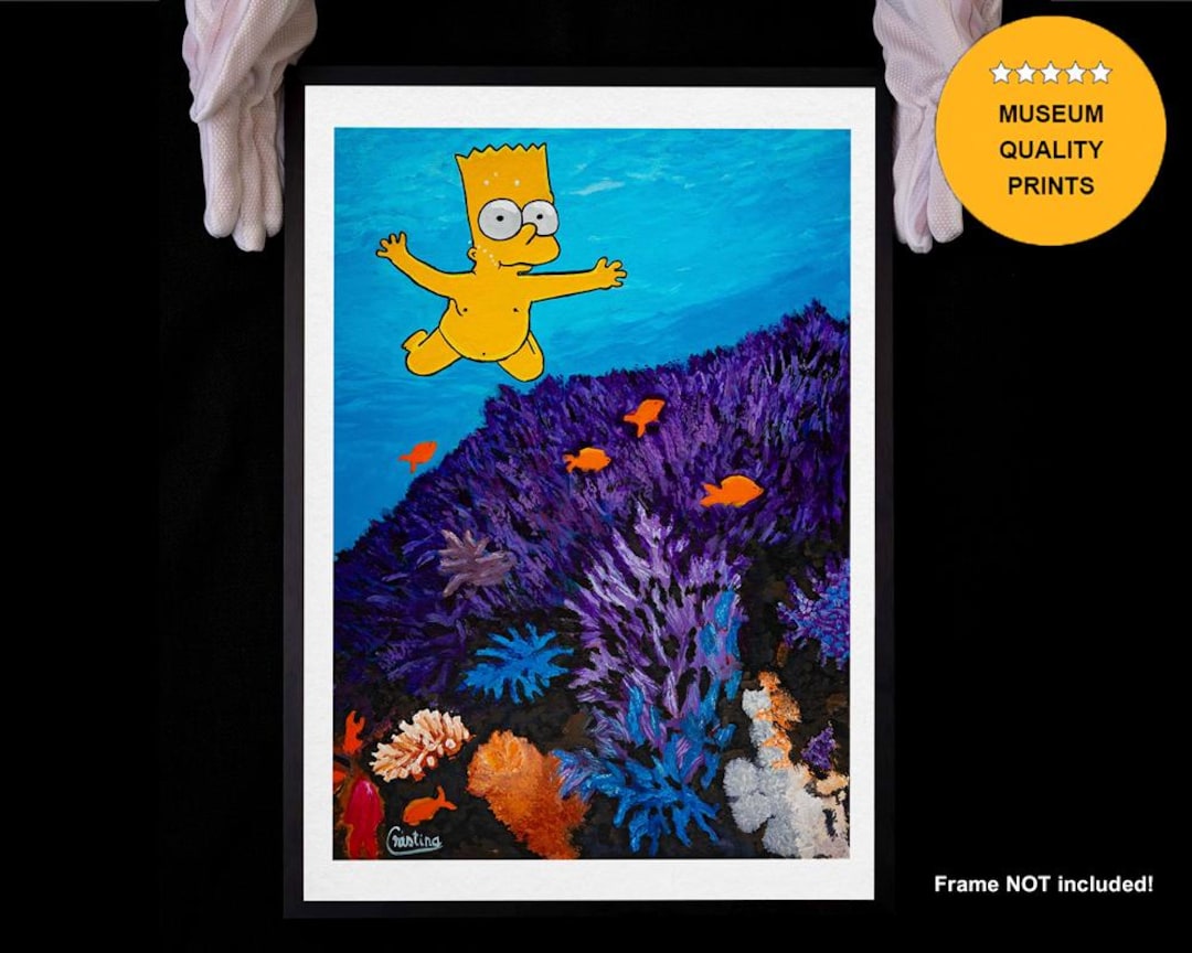 Bart Simpson Swimming in the Ocean Fine Art Giclée Print of My Original ...