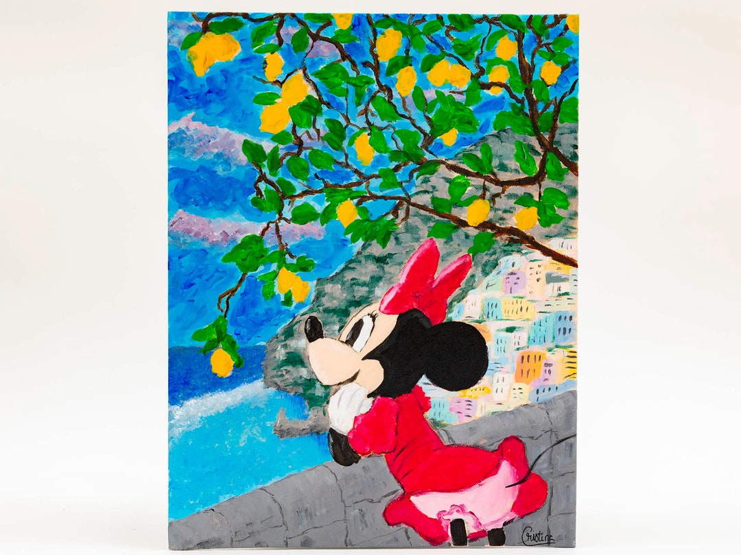 Minnie Mouse Amalfi Coast Painting: Italian Pop Art on Cotton Canvas - Etsy