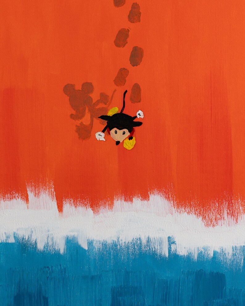 Mickey Mouse Walking on the Seashore Minimalist Original Pop Art ...