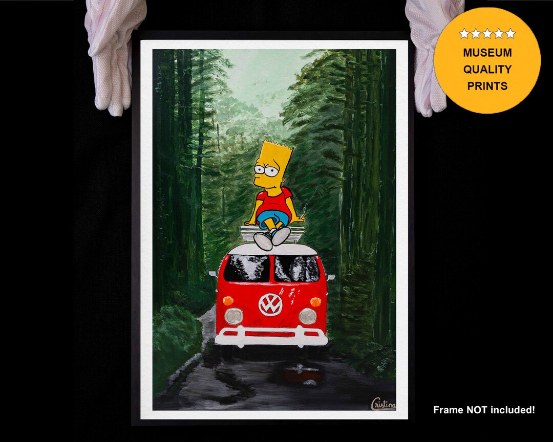 Bart Simpson on a Groovy Volkswagen Van Fine Art Giclée Print of My ...