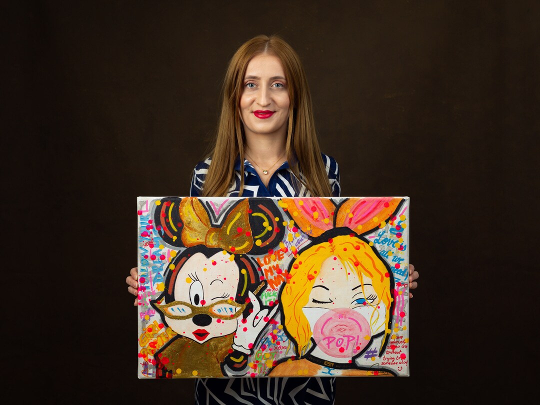 Lola Bunny and Minnie Mouse Original Acrylic Pop Art Painting ...