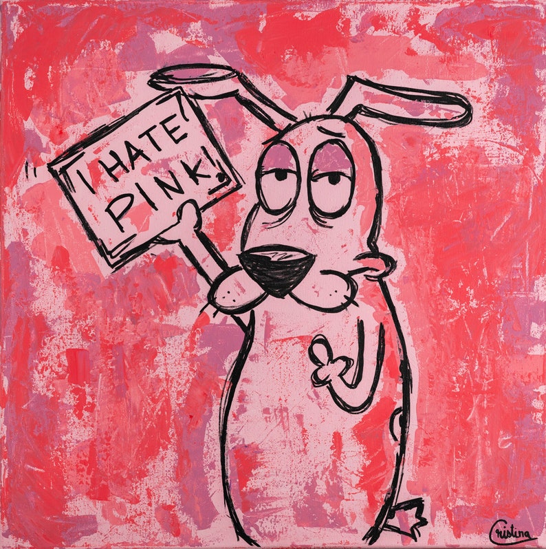 Courage the Cowardly Dog Preppy Original Acrylic Pop Art Painting ...