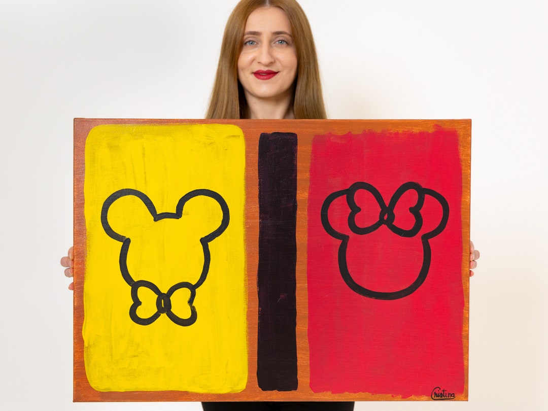 Mickey and Minnie Mouse Minimalist Abstract Original Pop Art Painting ...