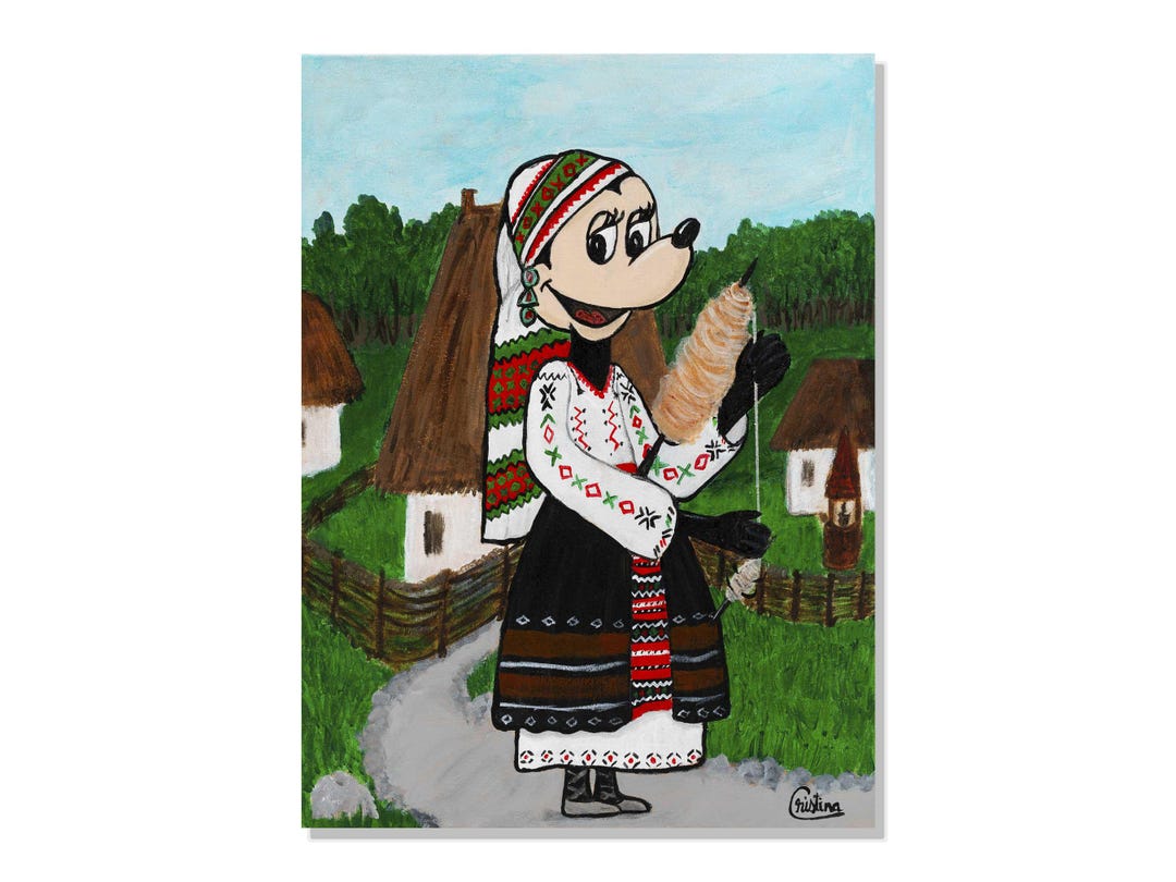 Minnie Mouse as Traditional Romanian Woman in a Country Decor, Pop Art ...